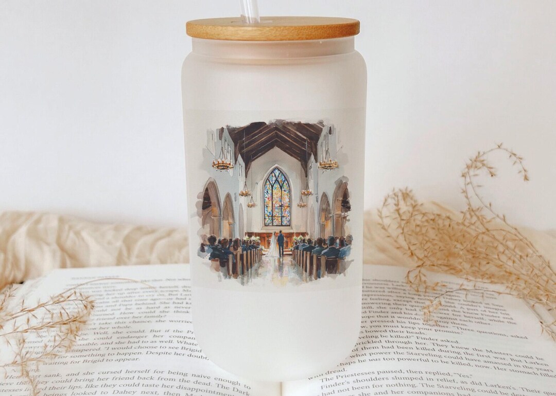 Classic Church Wedding Glass Tumbler With Stained Glass Window Design ...