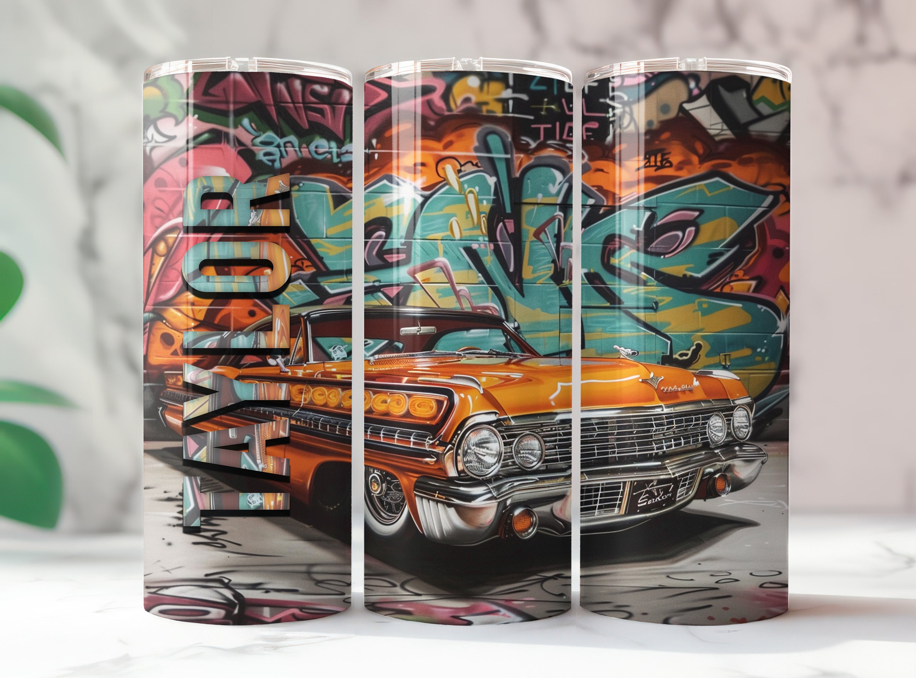 Street Art Lowrider 20oz Personalized Tumbler Lowrider Showcase, Orange ...