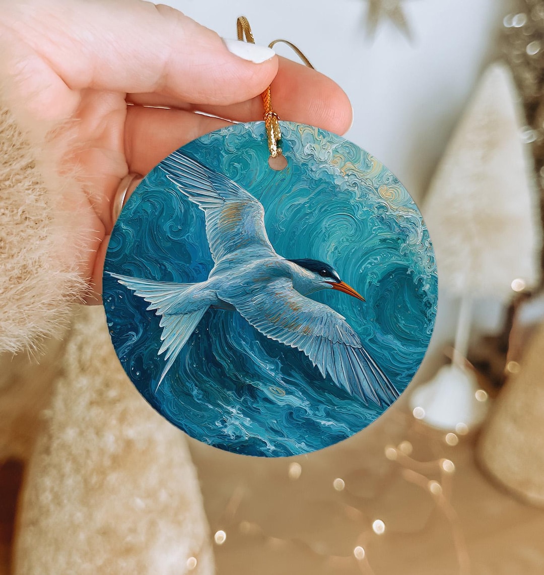 Tern Over Ocean Waves Ceramic Ornament: Coastal Christmas Decor - Etsy