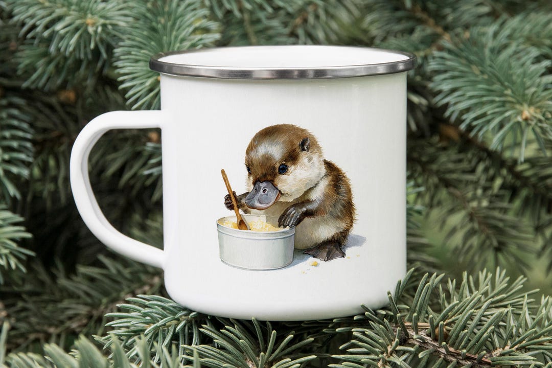 Baby Platypus Cornbread Mixing Tin Camping Mug – Cute Enamel Mug ...