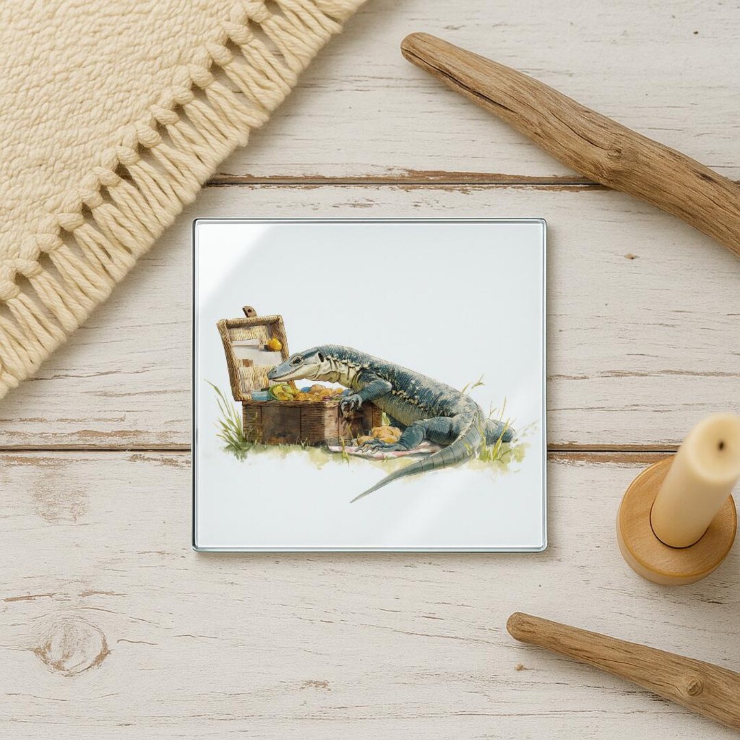 Nile Monitor Lizard Glass Coaster – Reptile Picnic Art Gift - Etsy