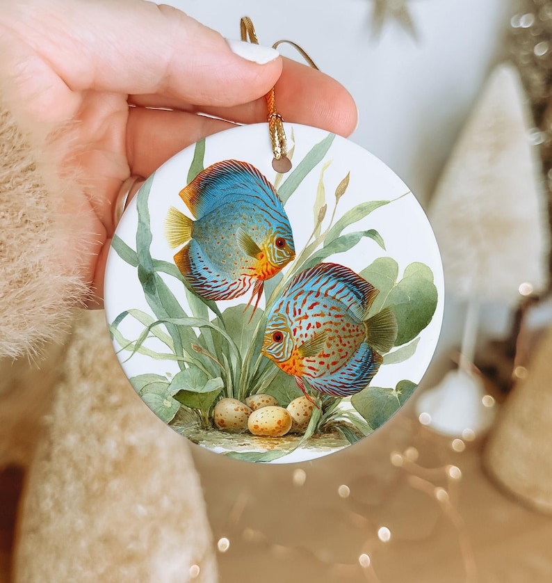 Discus Fish Breeding Pair Ceramic Ornament – Tropical Fish Gift - Etsy