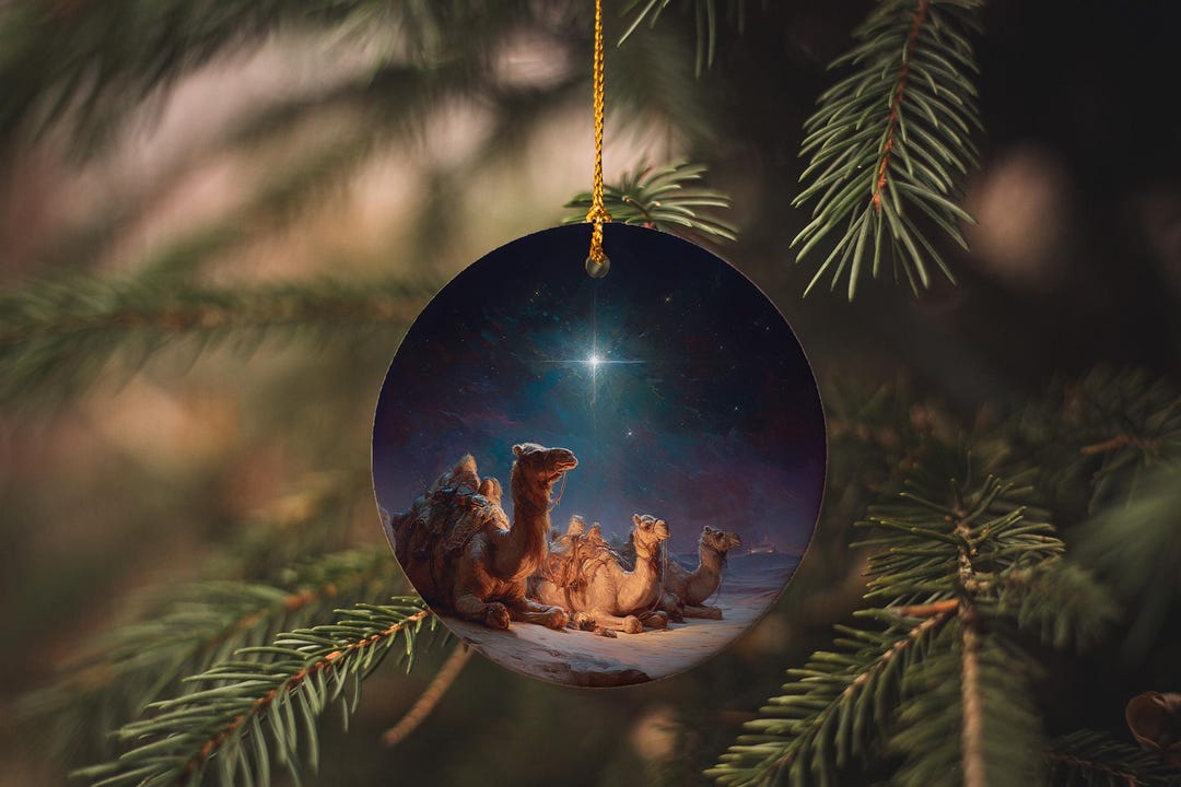Nativity Ceramic Ornament: Magi's Camels, Middle Eastern Christmas ...