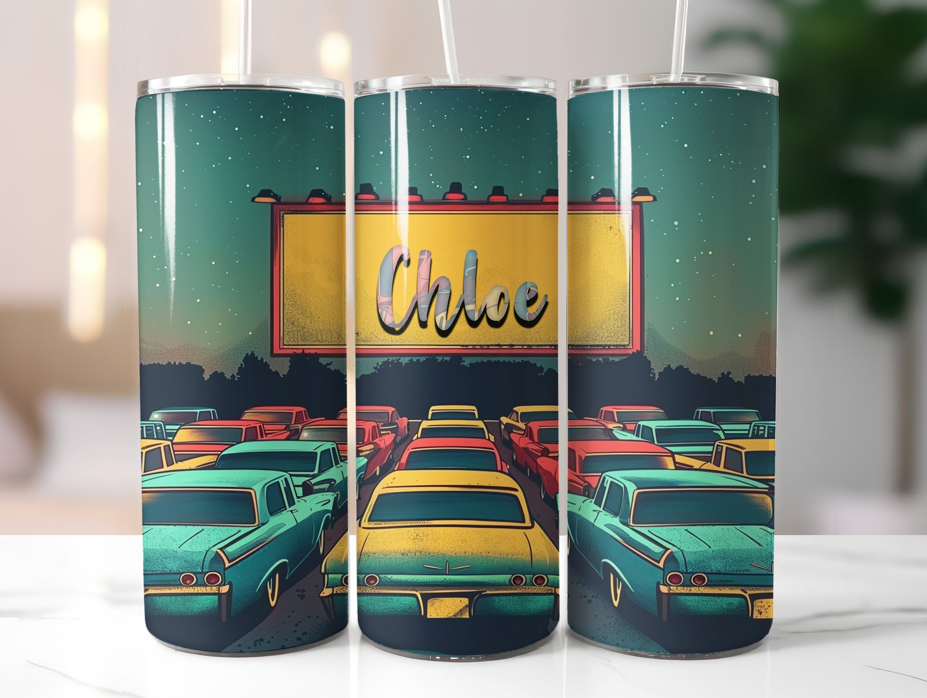 1950s Drive-in Movie Personalized Tumbler, Vintage Cinema Cup, Retro ...