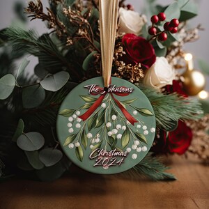Personalized Mistletoe Ceramic Ornament: Holiday Keepsake - Etsy