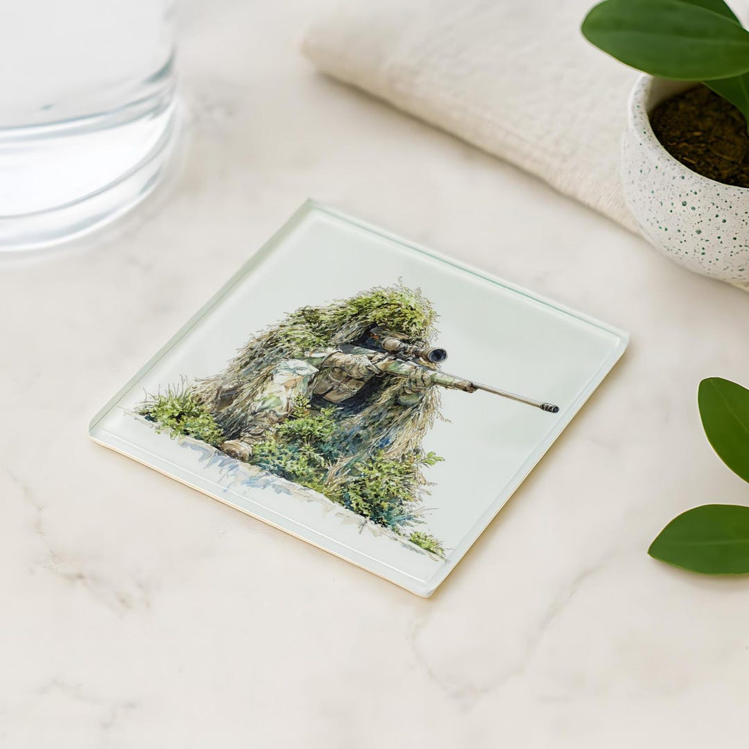Ghillie Suit Sniper Glass Coaster – Tactical Hunter Gift - Etsy