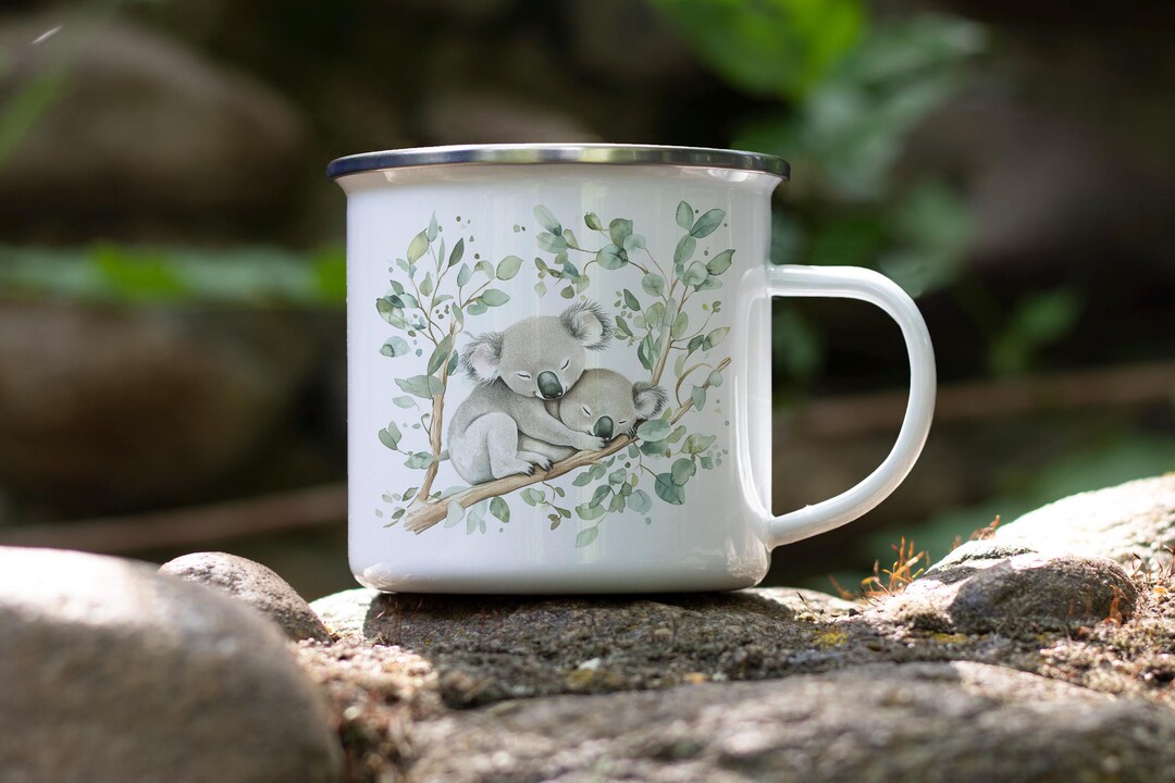 Koala Snoozing Enamel Mug: Camping Outdoor Drinkware - Etsy