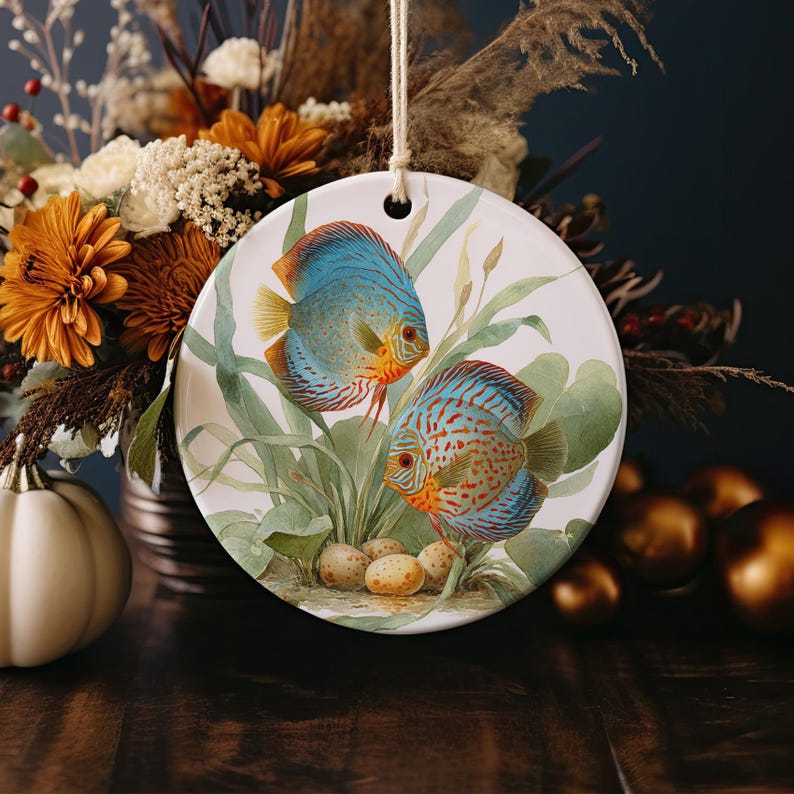 Discus Fish Breeding Pair Ceramic Ornament – Tropical Fish Gift - Etsy