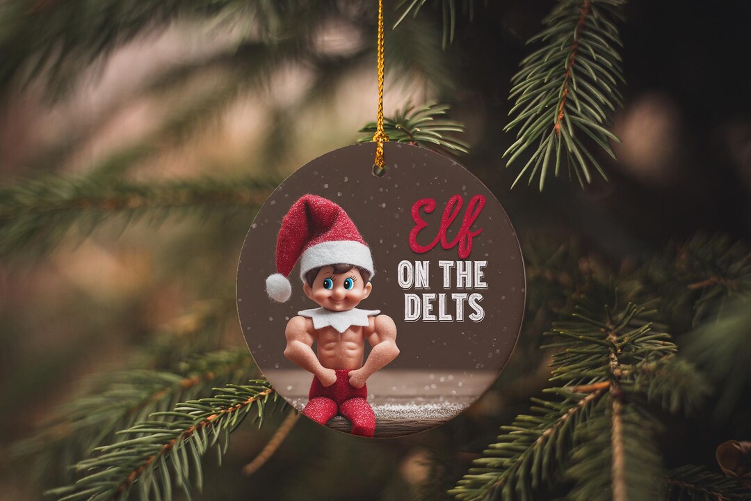 Funny Bodybuilder Elf Christmas Ornament - Ceramic Gym Decor - Etsy