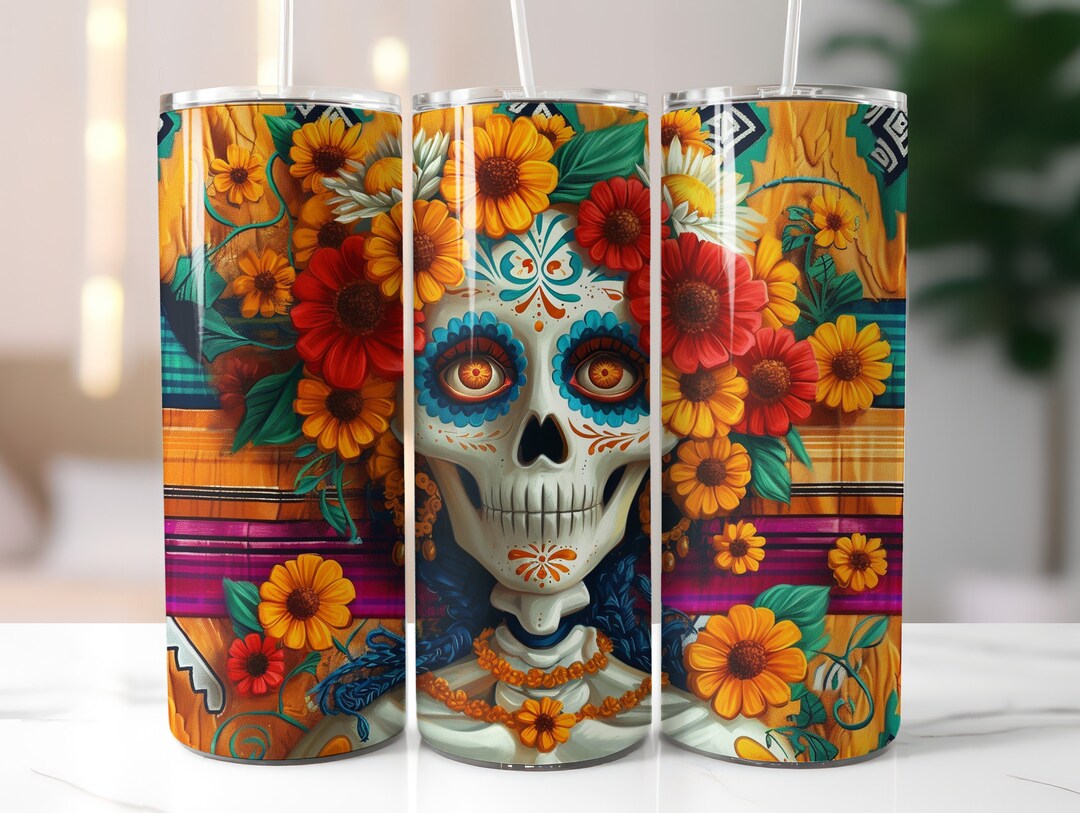Personalized Metal Tumbler, Day of the Dead Gift, Mexican Celebration ...