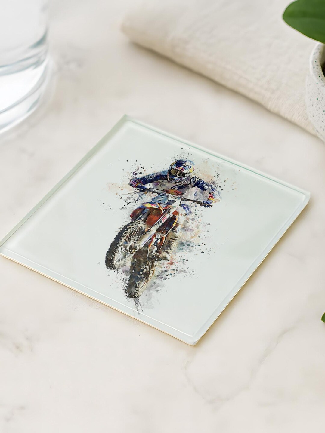 Motocross Rider Glass Coaster – Dirt Bike Stunt Art - Etsy