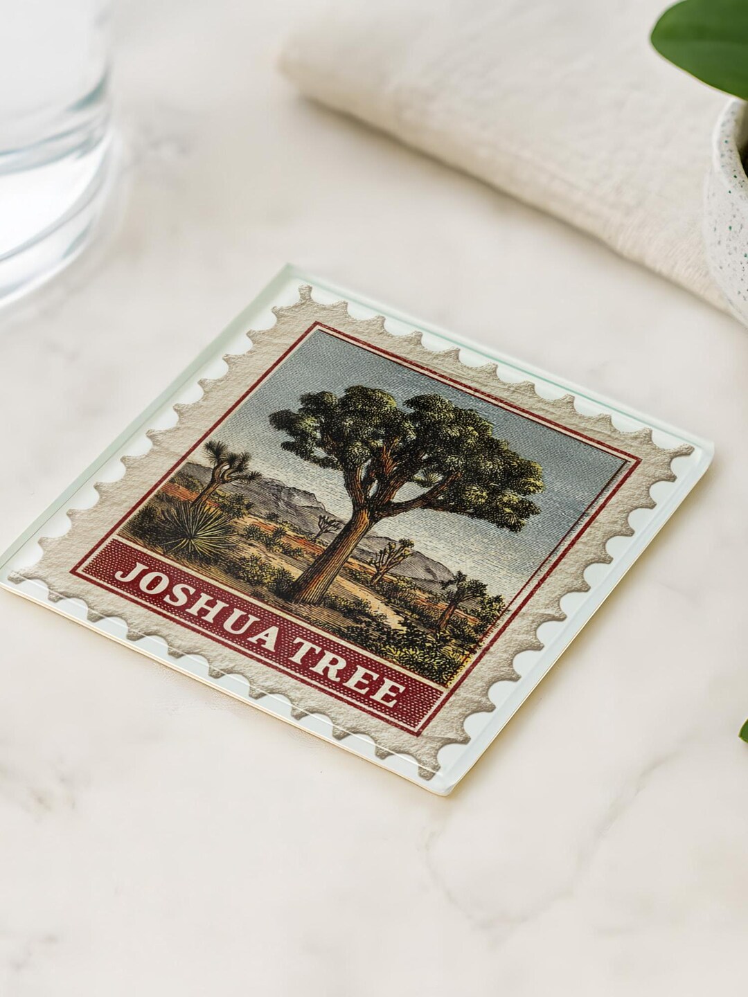 Vintage Joshua Tree Glass Coaster – Retro Postage Stamp Art - Etsy