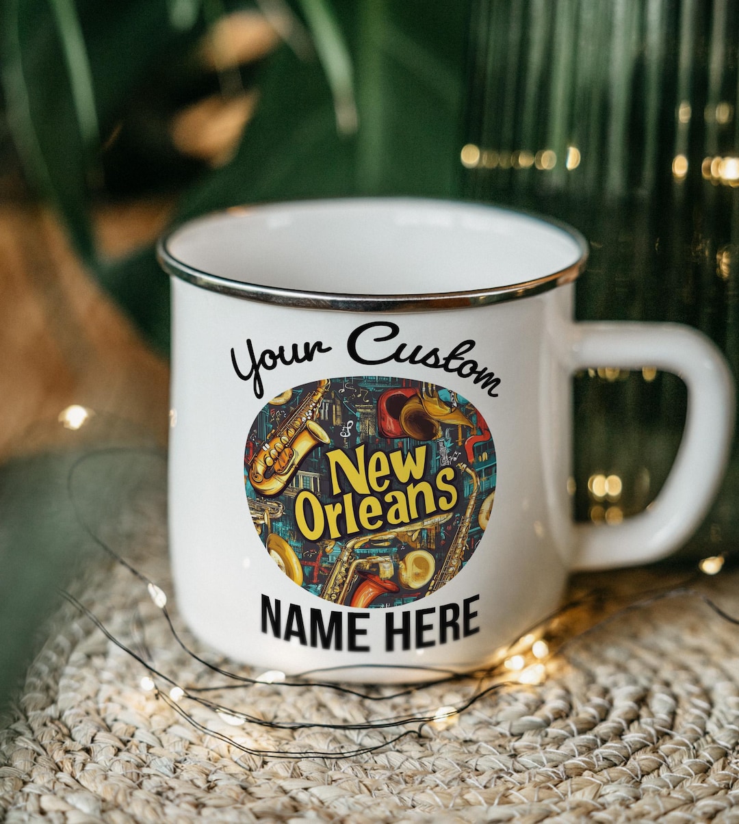 New Orleans Jazz Vacation Custom Tin Mug, Camping Enamel Mug ...