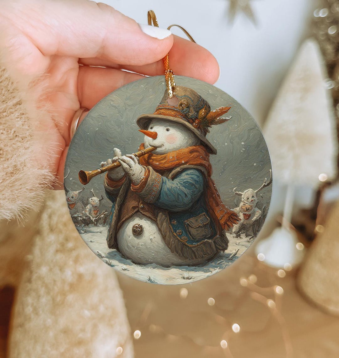 Ceramic Snowman Recorder Ornament: Handcrafted Christmas Music Decor - Etsy