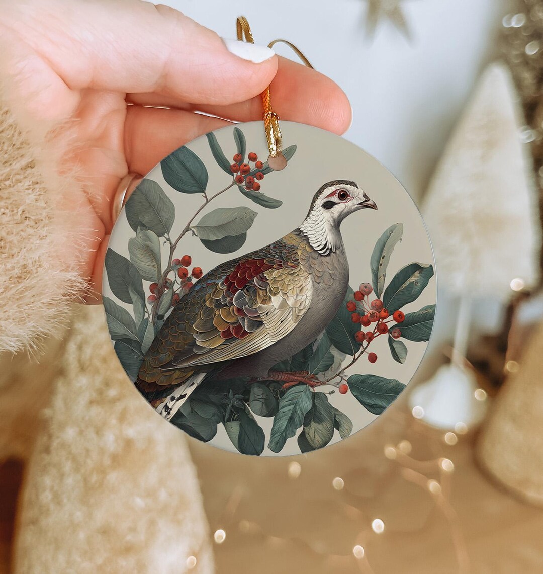 Partridge in Mistletoe Ceramic Ornament – Holiday Bird Christmas Tree ...