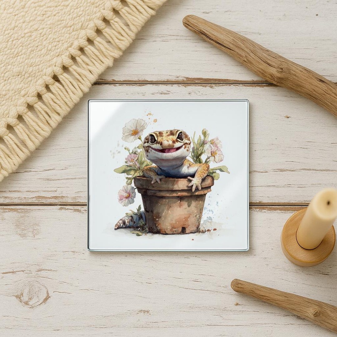 African Fat-tailed Gecko Glass Coaster – Reptile Art, Flowerpot - Etsy