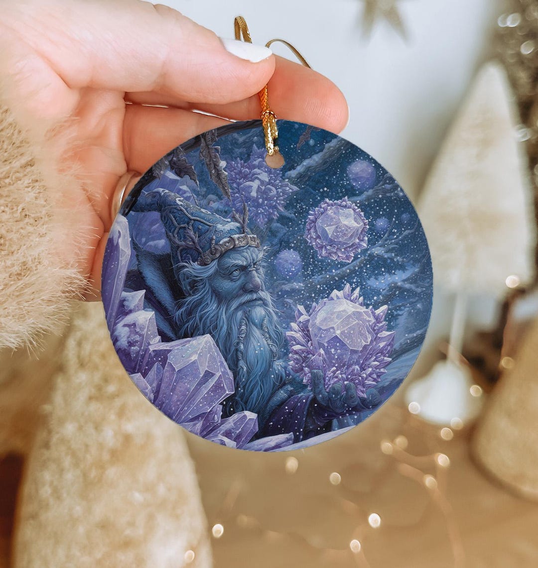 Winter Warlock Ceramic Ornament: Glittering Snow Magic, Fantasy Holiday ...