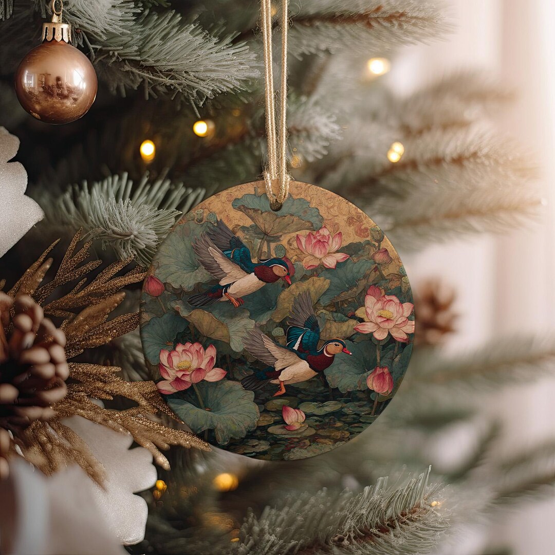 Ceramic Mandarin Duck Ornament: Handcrafted Asian Pond Decor - Etsy