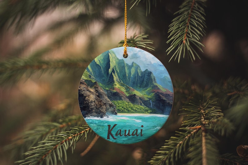 Kauai Hawaii Ceramic Ornament – Green Cliffs, Turquoise Ocean ...