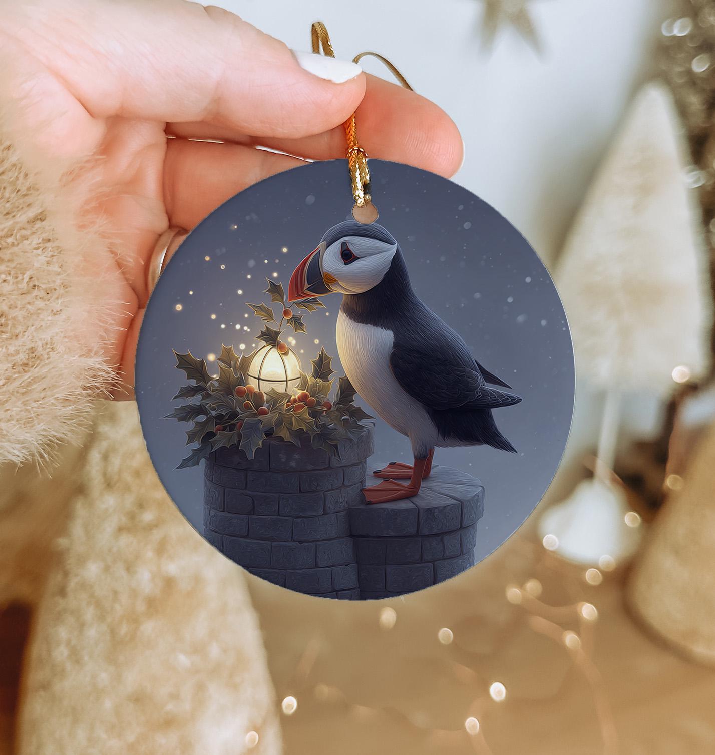 Puffin Lighthouse Keeper Christmas Ornament – Glowing Mistletoe Bulb ...