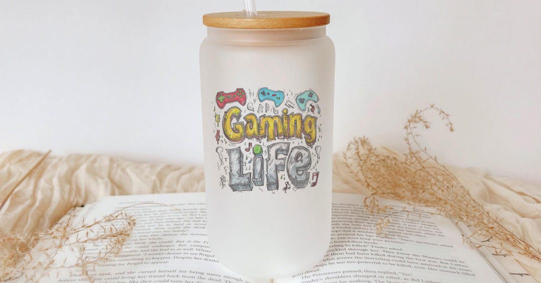 Gaming Glass Tumbler, Gamers Video Game Cup, Gaming Life, Drinkware for ...