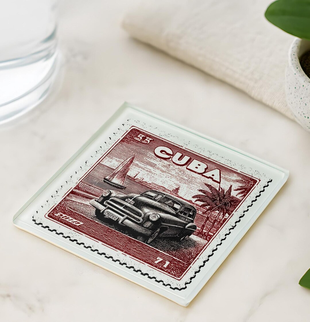 Vintage Cuba Postage Stamp Glass Coaster – Retro Travel Decor - Etsy