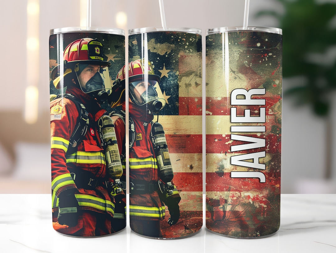 American Flag Firefighters Personalized Tumbler Patriotic Heroes, Flag ...