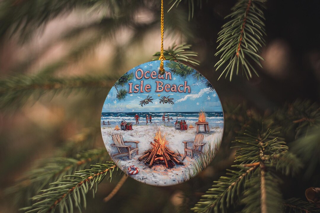 Ocean Isle Beach Christmas Ornament: Ceramic Crab Bonfire Keepsake - Etsy