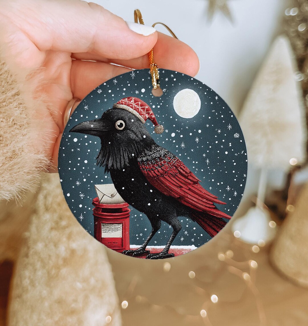 Ceramic Crow Solstice Ornament: Handmade Yule Holiday Decor - Etsy