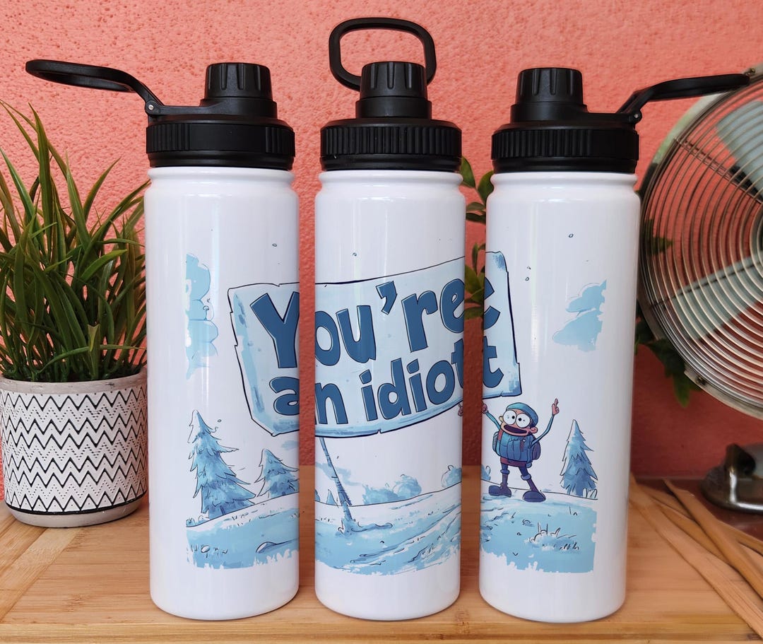 You Are an Idiot, Metal Water Bottle, Novelty Gifts, Unique Drinkware ...