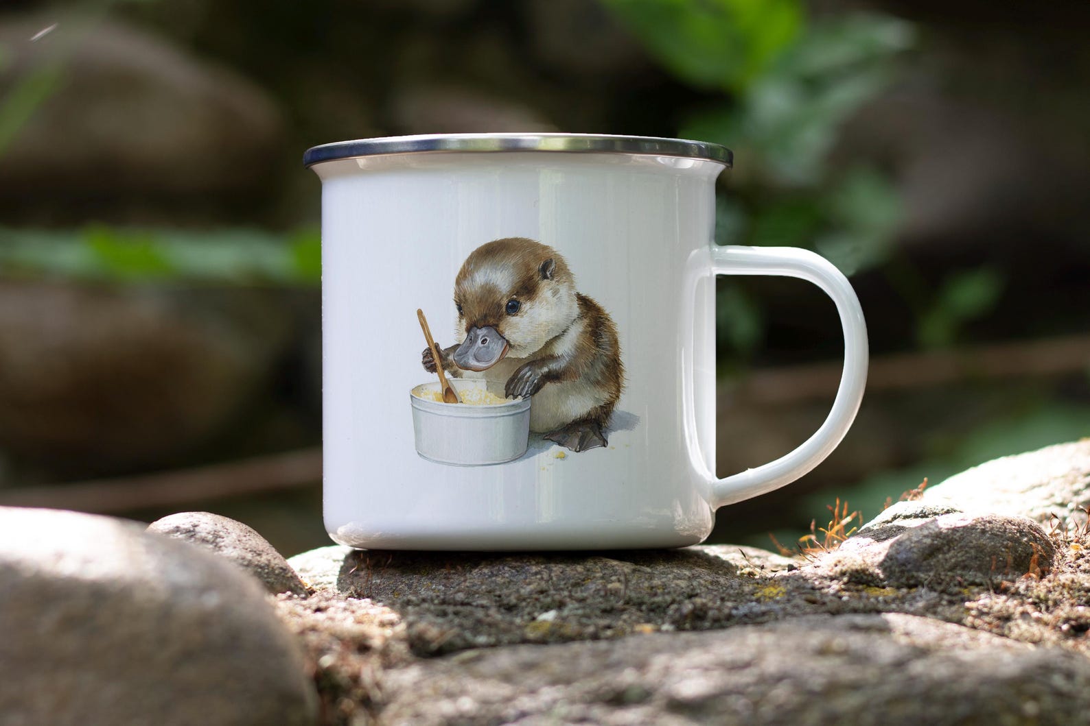 Baby Platypus Cornbread Mixing Tin Camping Mug – Cute Enamel Mug ...