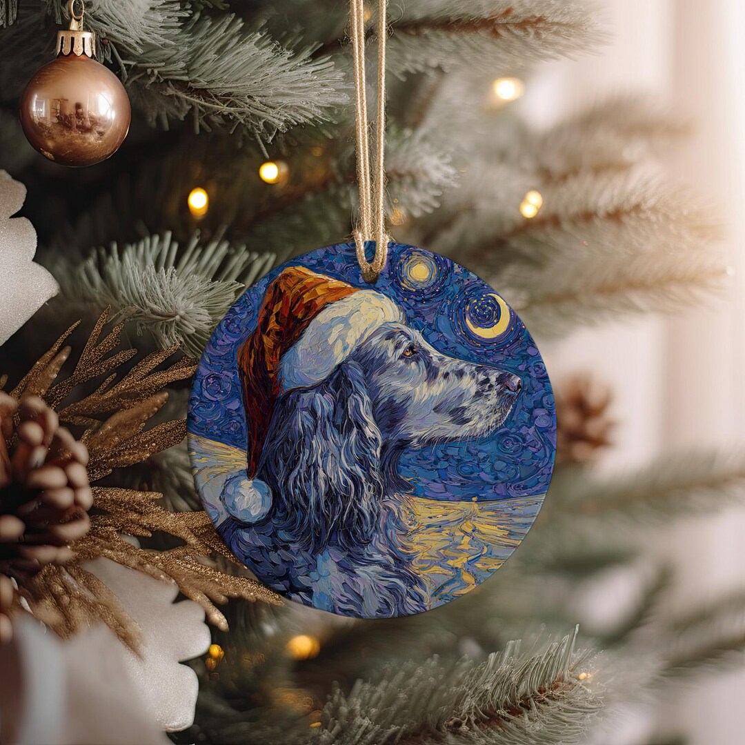 English Setter Christmas Ornament: Starry Night Ceramic Dog Keepsake - Etsy