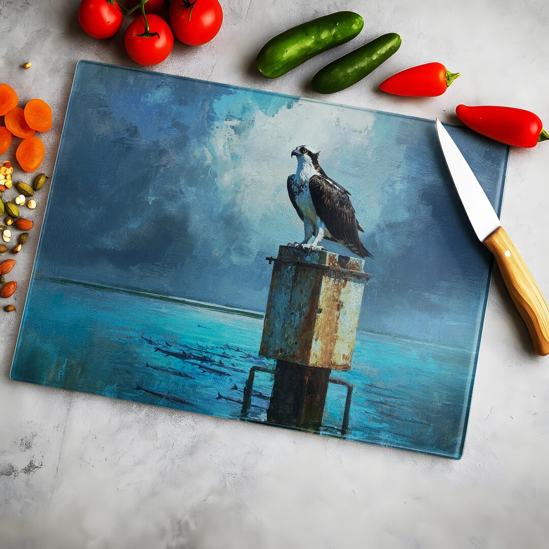 Osprey Tempered Glass Cutting Board: Coastal Nautical Kitchen Decor - Etsy