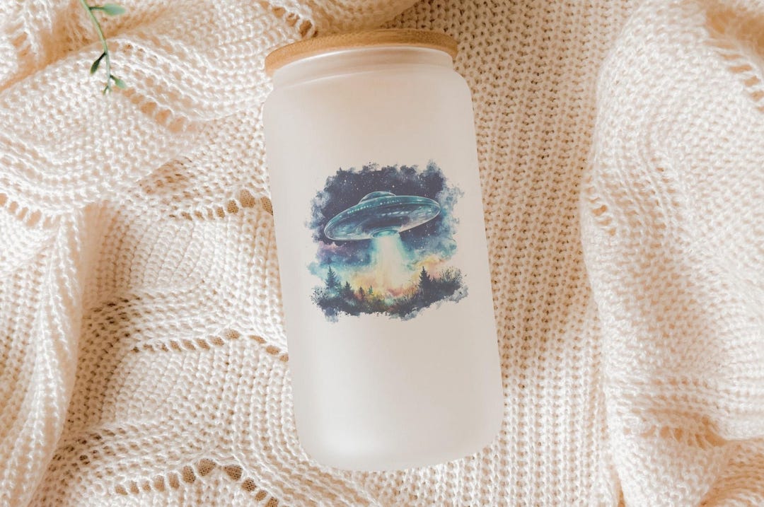 Starry Sky UFO Metal Tumbler, Space Ship Glass, Landing Theme Drinkware ...