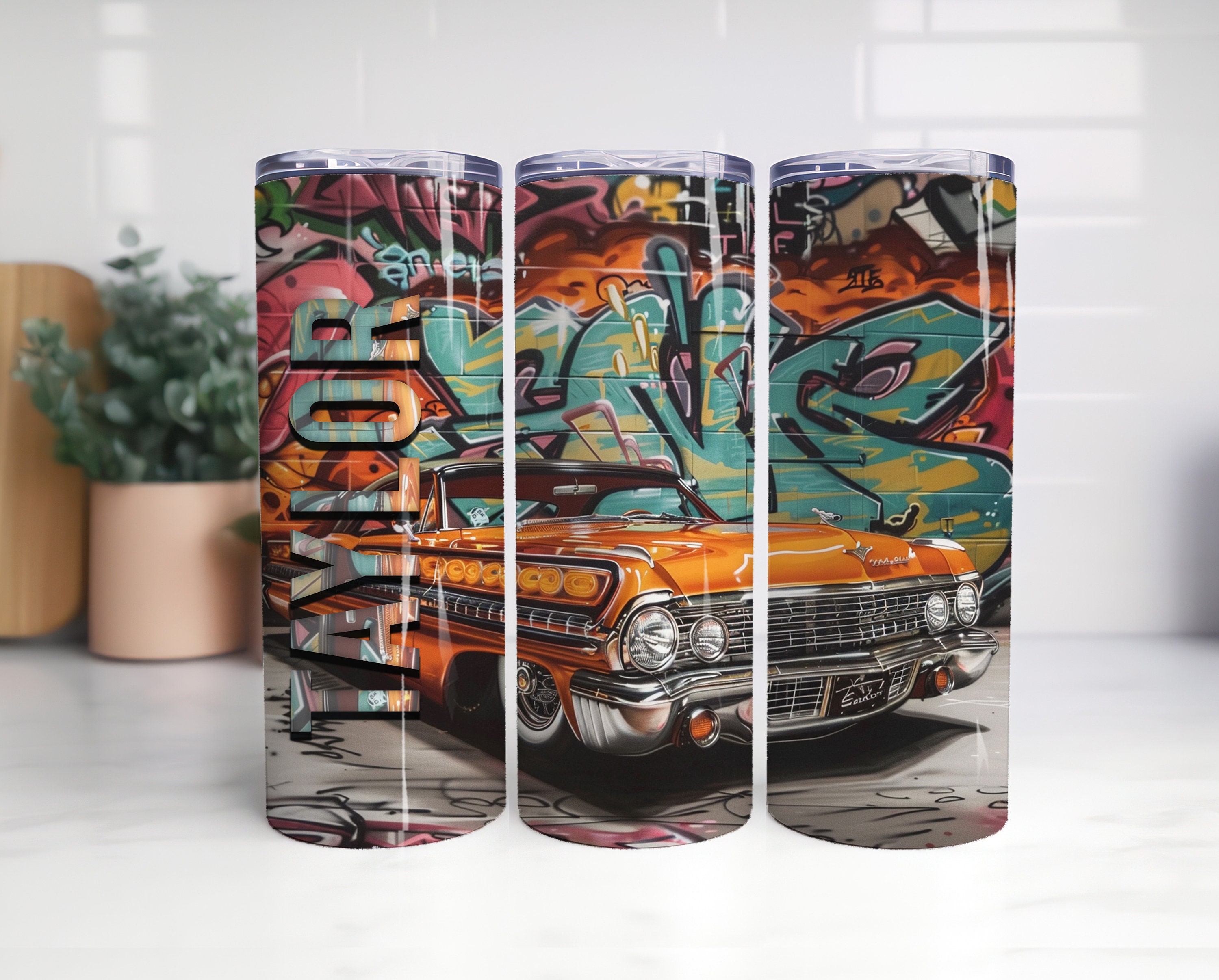 Street Art Lowrider 20oz Personalized Tumbler Lowrider Showcase, Orange ...