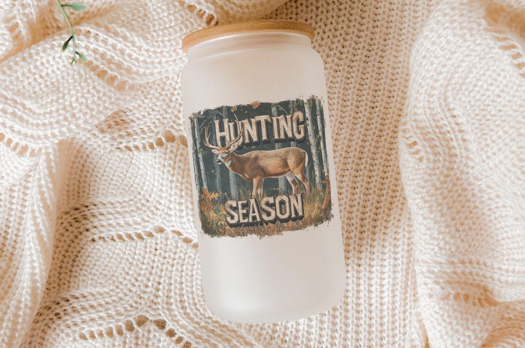 Whitetail Buck Glass Tumbler, Hunting Season Glass Cup, Deer Woods ...