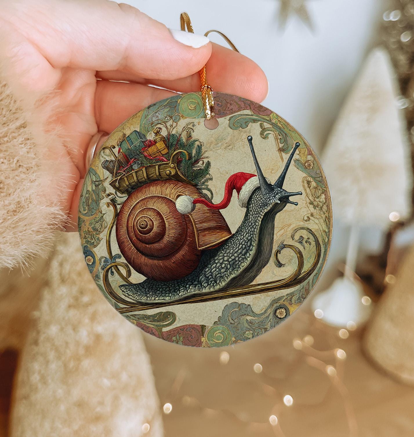 Snail Sleigh Christmas Ornament – Santa Hat Holiday Decor - Etsy