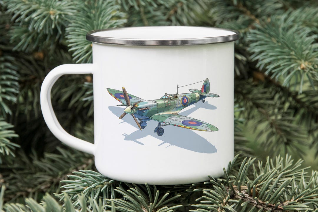 WWII Spitfire Enamel Camping Mug: Vintage British Aircraft Tin Cup - Etsy