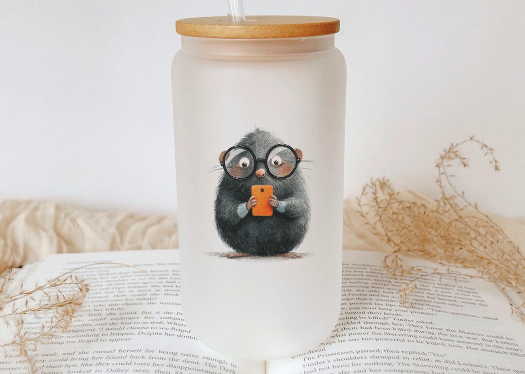 Funny Mole Glass Tumbler With Glasses – Cute Animal Illustration Cup ...