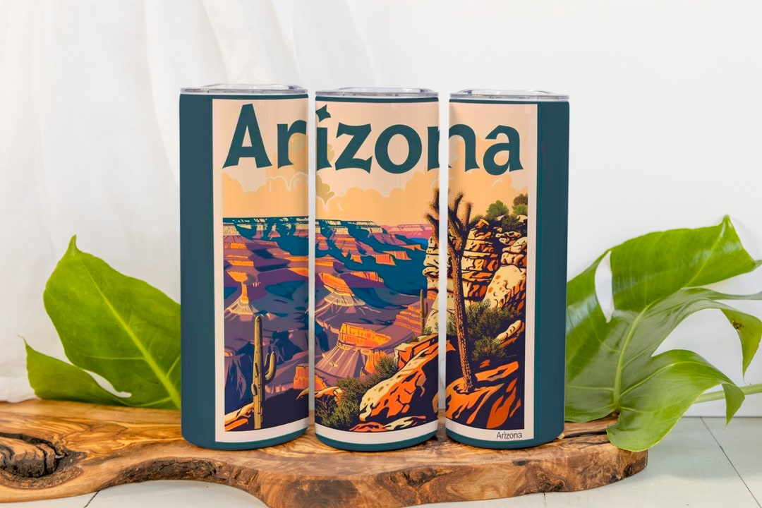 Arizona State Retro Tumbler, Vintage Travel Poster, Vacation Metal ...