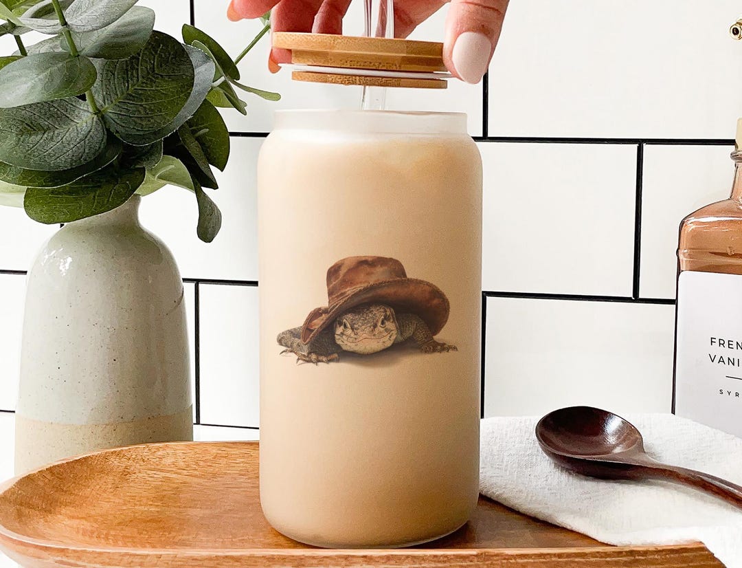 Dwarf Monitor Lizard Cowboy Hat Glass Tumbler: Funny Reptile Gift - Etsy
