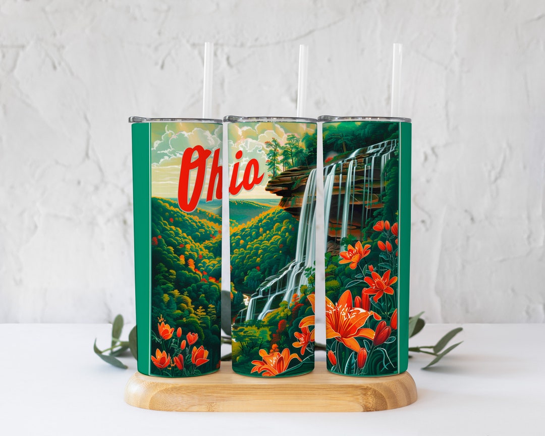 Ohio State Travel Poster Tumbler, Retro Vintage Style, Personalized ...