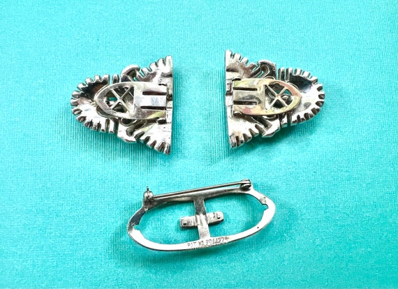 Art Deco Polcini Duette Rhinestone Brooch and Dress C… - Gem