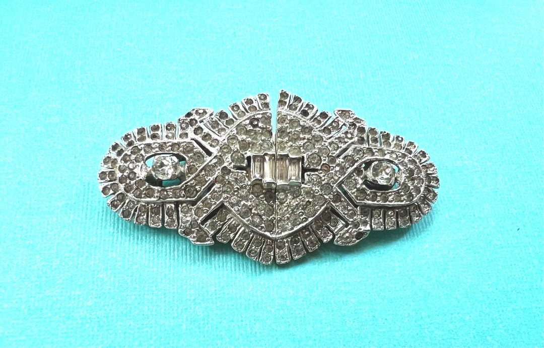Art Deco Polcini Duette Rhinestone Brooch and Dress Clips - Etsy