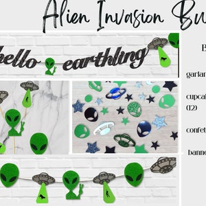 Alien Invasion Party Decor, Alien Invasion Cupcake Toppers (12 ...