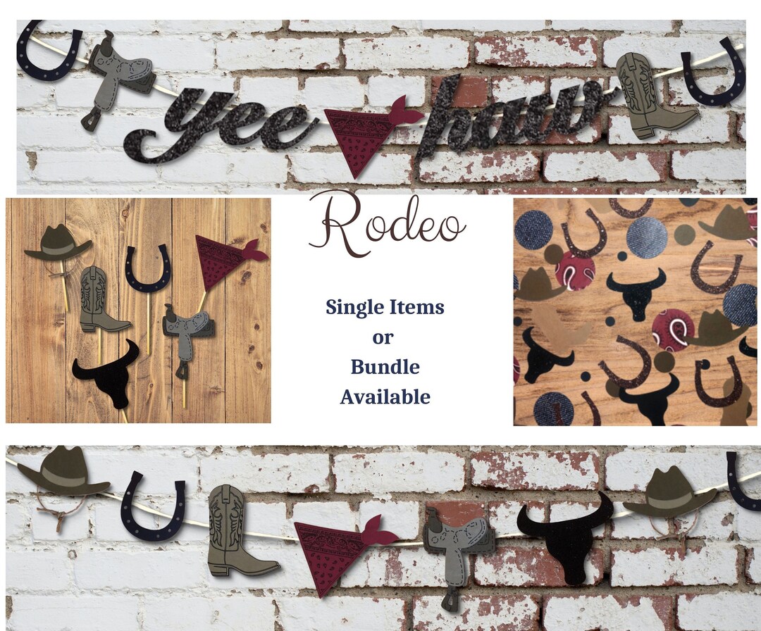 Rodeo Cowboy Party Decor: Yee Haw Banner, Cupcake Toppers, Confetti - Etsy