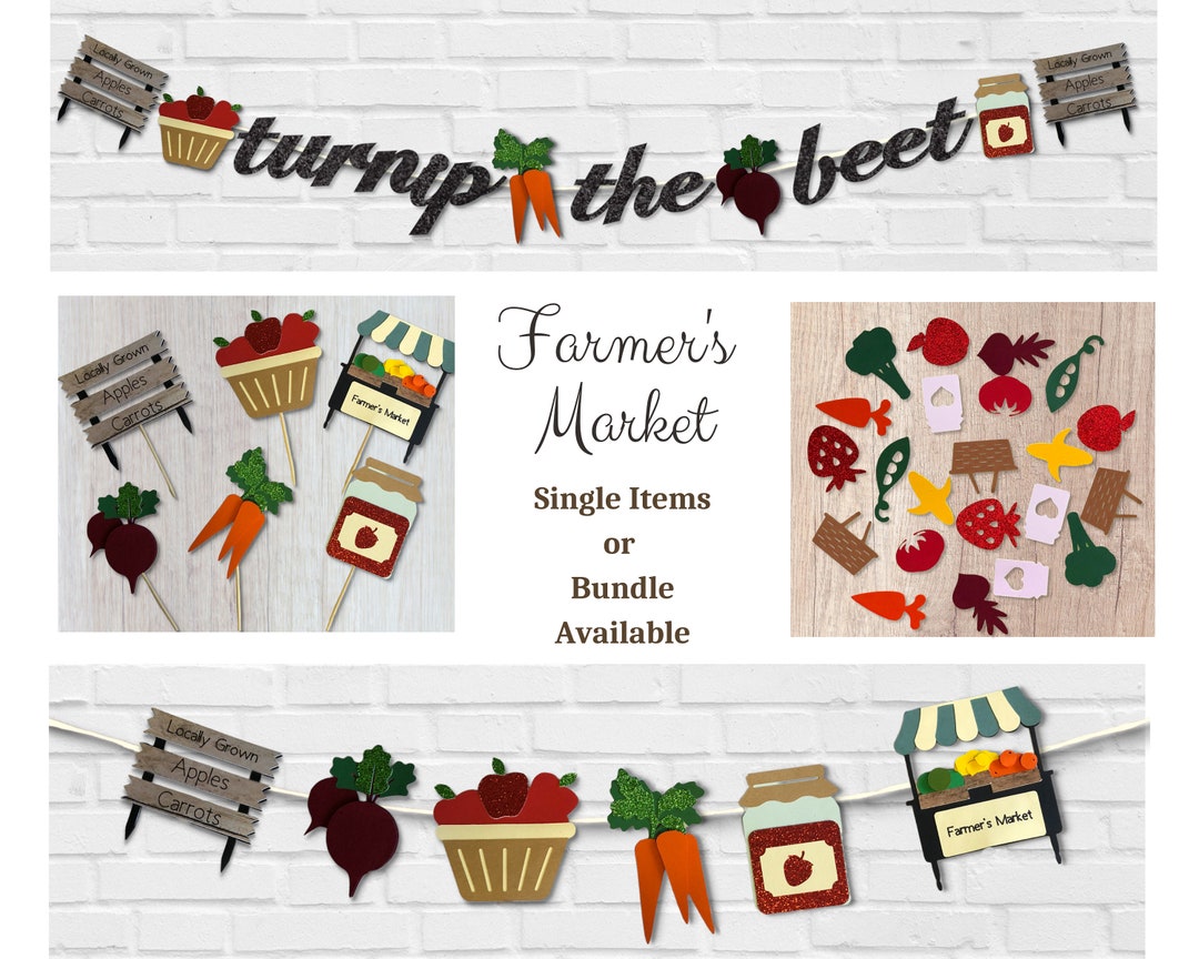 Farmer's Market Party Decor- Farm Fresh Cupcake Toppers (12) Produce ...