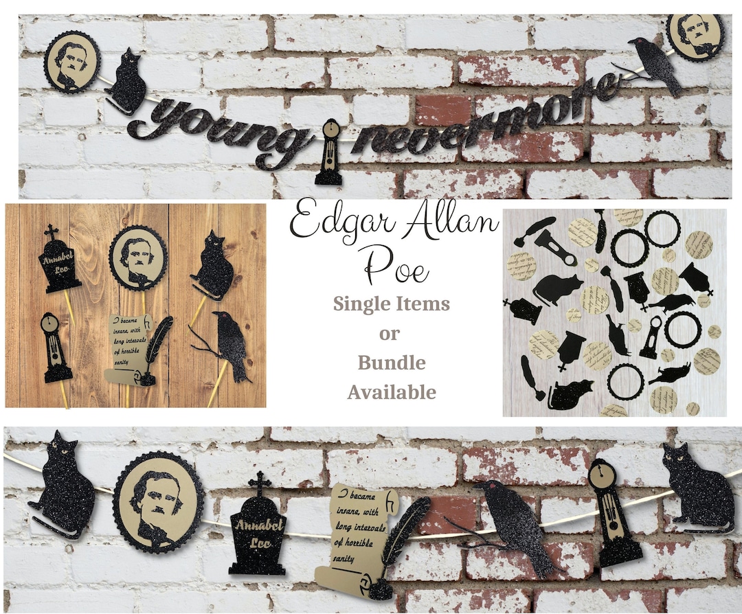 Edgar Allan Poe Party Decor Cupcake Toppers (12) - Confetti Table ...