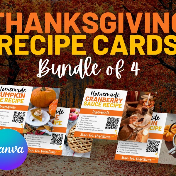 Fall Recipe Cards - Etsy