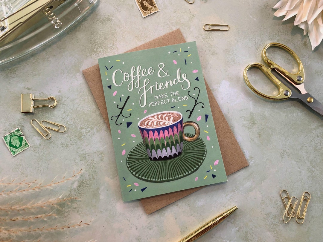 Coffee Friends Birthday Card | Coffee Lover Card | Colourful Art ...